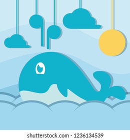 Whale Flat Design Vector Easy Edit Stock Vector (Royalty Free) 1403707154