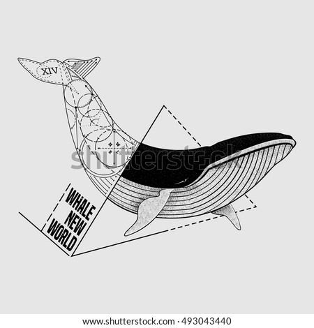 Immagine vettoriale a tema Whale Geometric Lineart Concept (royalty ...