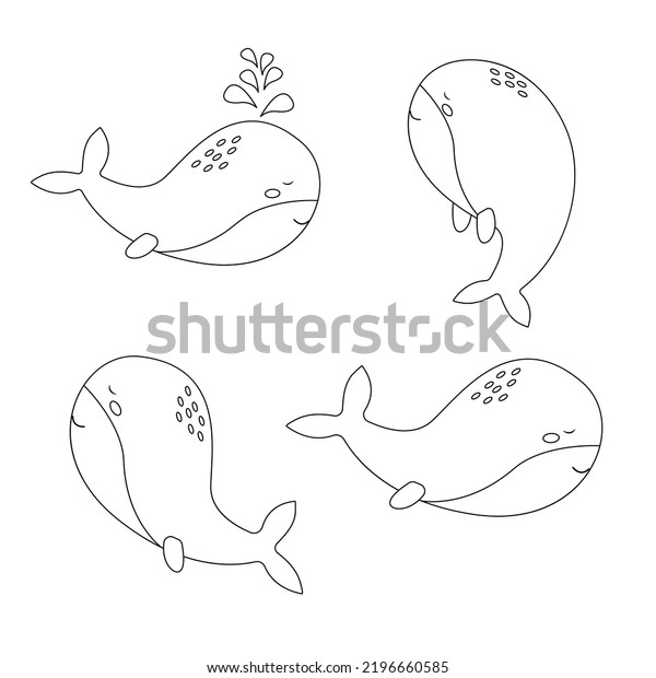 Whale Outline Style Vector Illustration Stock Vector (Royalty Free ...