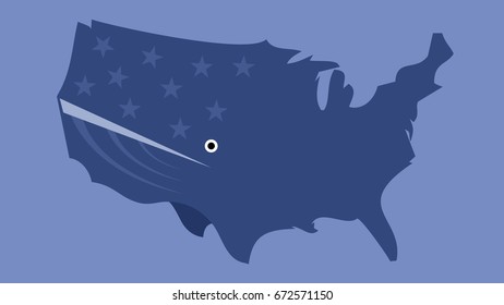 Whale Shaped Us Map Isolated Silhouette Stock Vector (Royalty Free ...