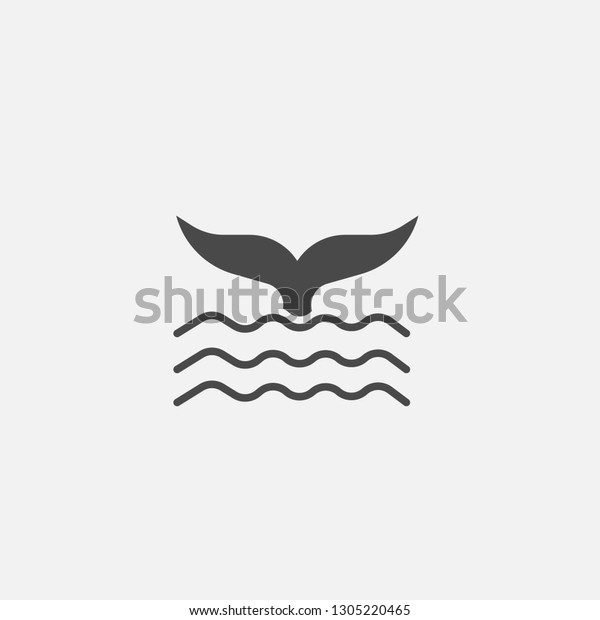Whale Sign Ocean Waves Vector Icon Stock Vector (Royalty Free ...