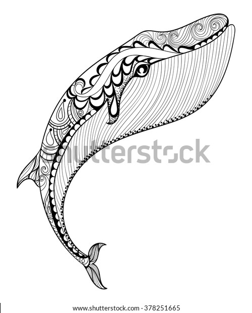 Whale Vector Zentangle Whale Print Adult Stock Vector (Royalty Free ...