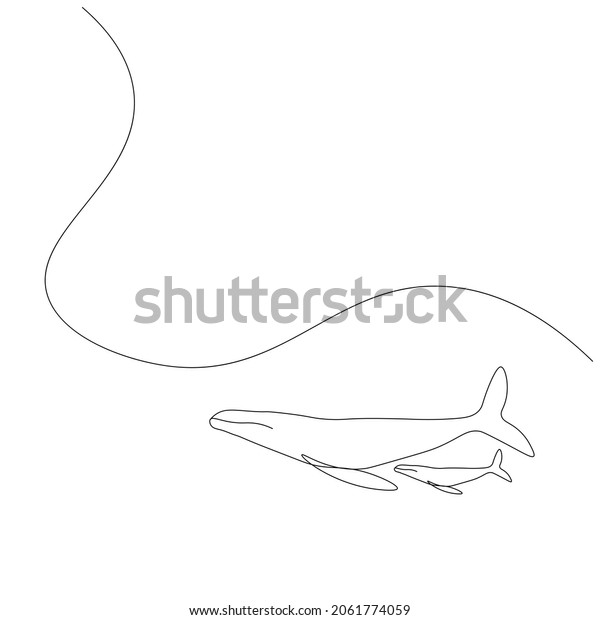 Whales Line Drawing Vector Illustration Stock Vector (Royalty Free ...