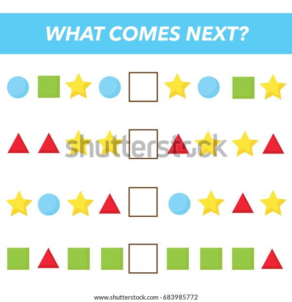 What Comes Next Vector Illustration Preschool Stock Vector (Royalty ...
