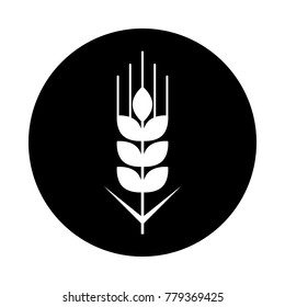 Wheat Grain Circle Icon Black Round Stock Vector (Royalty Free ...