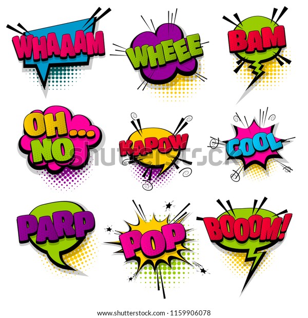 Whee Pop Parp Oh No Set Stock Vector (Royalty Free) 1159906078