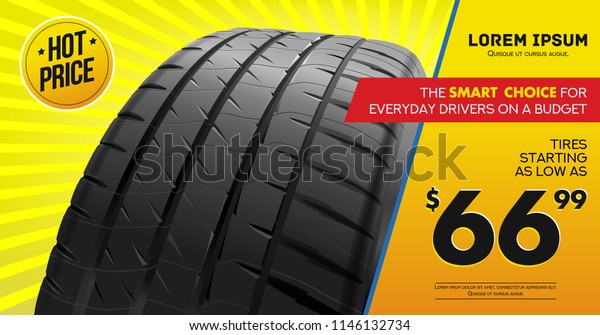 Wheel Car Advertisement Poster Black Rubber Stock Vector (Royalty Free ...