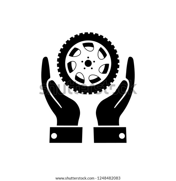 Wheel Hand Icon Logo On White Stock Vector (Royalty Free) 1248482083 ...
