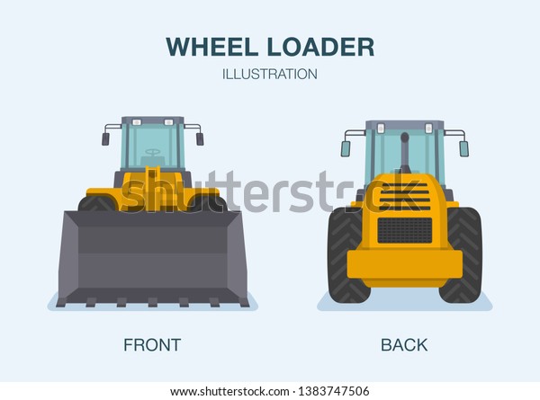 Wheel Loader Truck Front Back View Stock Vector (Royalty Free) 1383747506