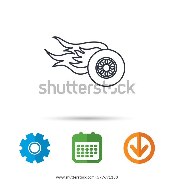 Wheel On Fire Icon Race Speed Stock Vector (Royalty Free) 577691158 ...