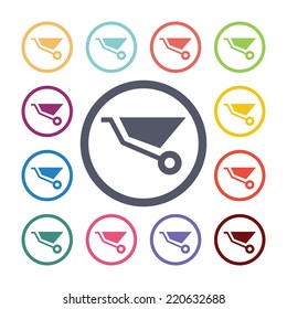 Wheelbarrow Flat Icons Set Open Round Stock Vector (Royalty Free) 220632688 | Shutterstock
