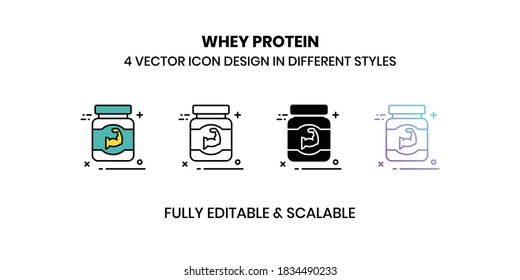 Whey Protein Vector Illustration Icons Different Stock Vector (Royalty ...
