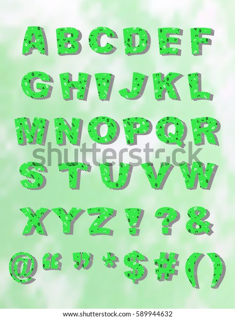 Whimsical Green Memphis Style Block Font Stock Vector (Royalty Free ...