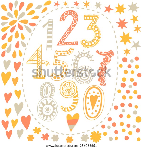 Whimsical Hand Drawn Numbers One Zero Stock Vector (Royalty Free) 256066651
