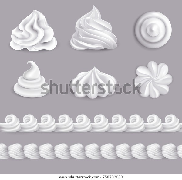 Whipped Cream Realistic Set Different Shapes Stock Vector (Royalty Free ...