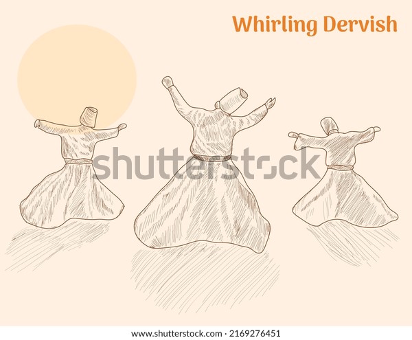 Whirling Dervish Hand Drawing Vector Illustration: เวกเตอร์สต็อก (ปลอด ...