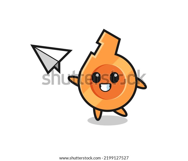 Whistle Cartoon Character Throwing Paper Airplane Stock Vector (Royalty ...