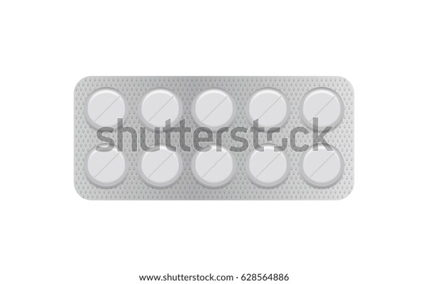 White 3d Blister Pack Tablet Isolated Stock Vector (Royalty Free ...