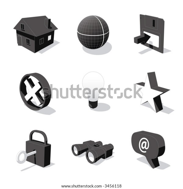 White 3d Icon Set 01 Stock Vector (Royalty Free) 3456118 | Shutterstock