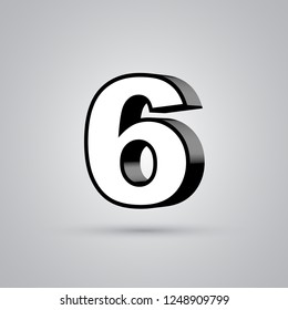 White 3d Vector Number 6 Black Stock Vector (Royalty Free) 1248909799