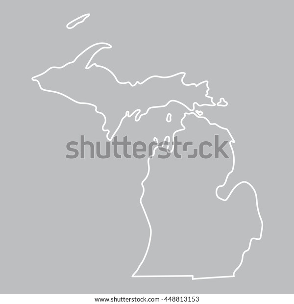 White Abstract Outline Michigan Map Stock Vector (Royalty Free ...