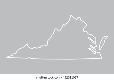 White Abstract Outline Virginia Map On Stock Vector (Royalty Free ...