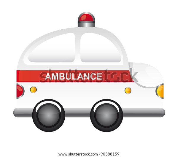 White Ambulance Cartoon Red Light Vector Stock Vector (Royalty Free ...