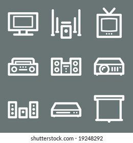 White Audio Video Web Icons V2 Stock Vector (Royalty Free) 19248292