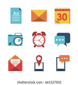 White Background Application Office Icons Stock Vector (Royalty Free ...