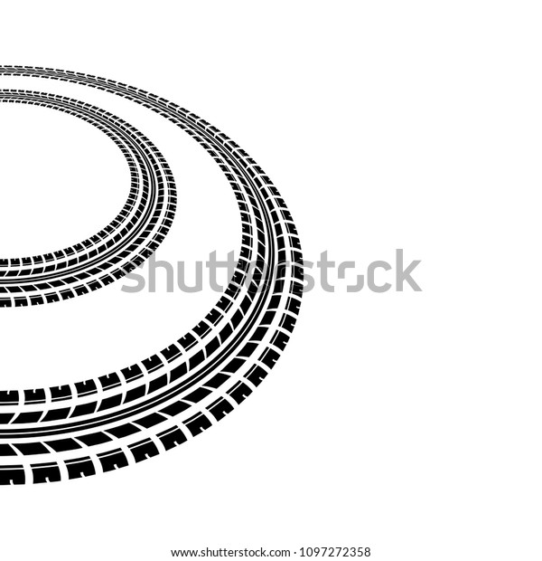 White background with black circle tire tracks - Stock Image - Everypixel