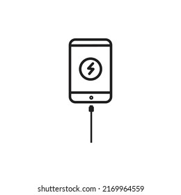 White Background Cell Phone Charging Icon Stock Vector (Royalty Free ...