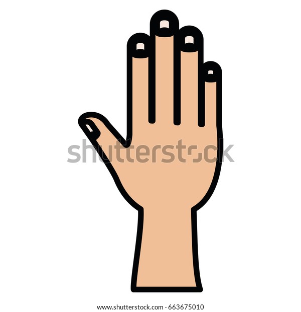 White Background Colorful Silhouette Right Hand Stock Vector (Royalty ...