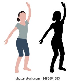 White Background Dancing Girl No Face Stock Vector (Royalty Free ...