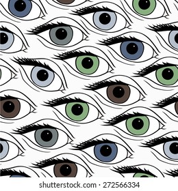 Raster Seamless Background Free Hand Eyes Stock Illustration 32804143
