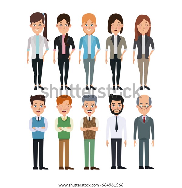 White Background Full Body Set Collection: เวกเตอร์สต็อก (ปลอดค่า ...