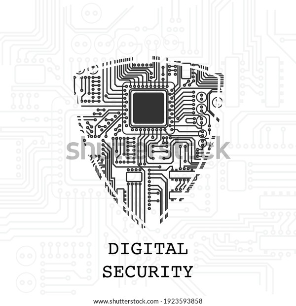 White Background Grey Circuit Board Protection Stock Vector (Royalty ...