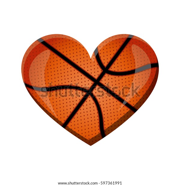 White Background Heart Texture Basketball Ball Stock Vector (Royalty ...
