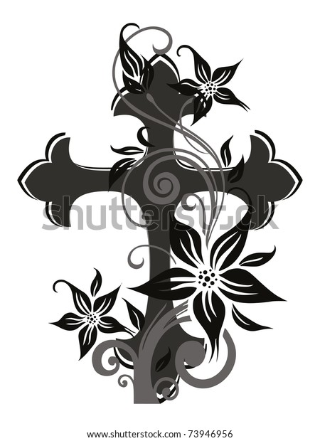 White Background Isolated Floral Decorated Cross Stock Vector (Royalty ...