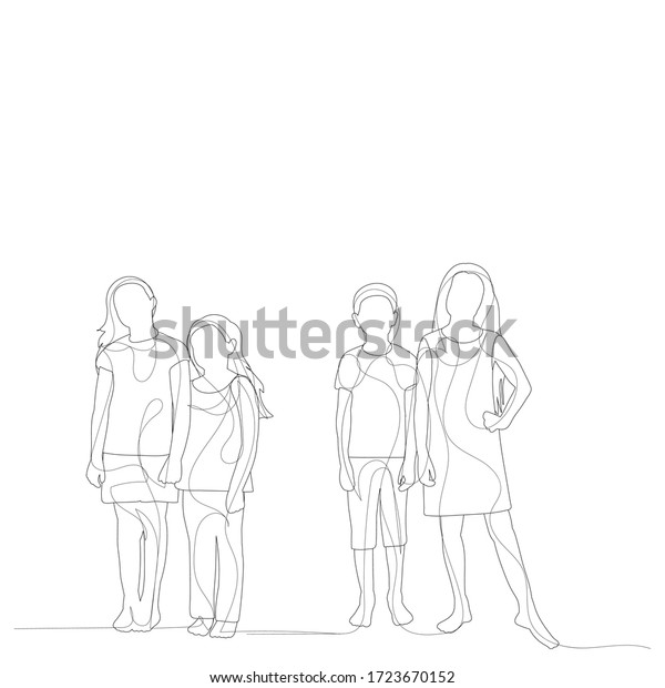 White Background Kids Line Drawing Stock Vector (Royalty Free ...