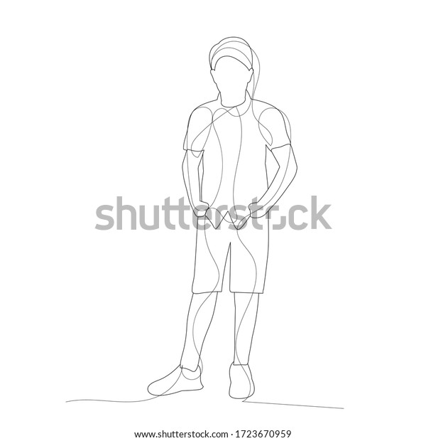 White Background Line Drawing Man Sketch Stock Vector (Royalty Free ...