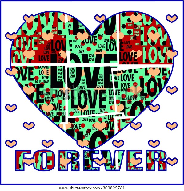 White Background Love Heart Love Words Stock Vector (Royalty Free ...