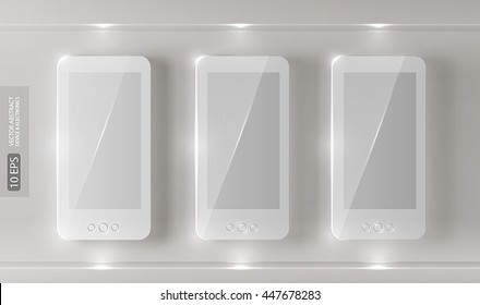 White Background Mobile Phones Light Effects Stock Vector (Royalty Free ...
