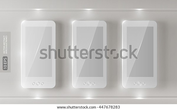 White Background Mobile Phones Light Effects Stock Vector (Royalty Free ...