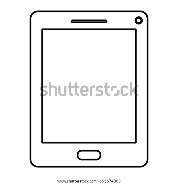 White Background Monochrome Silhouette Tablet Vector Stock Vector ...