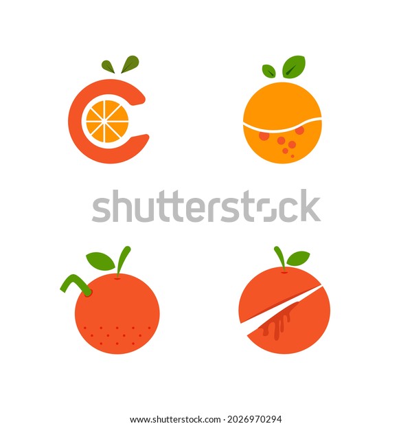 White Background Orange Logo Set Stock Vector (Royalty Free) 2026970294 ...