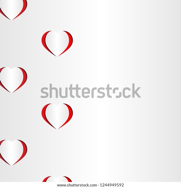 White Background Paper Hearts Red Backing Stock Vector (Royalty Free ...