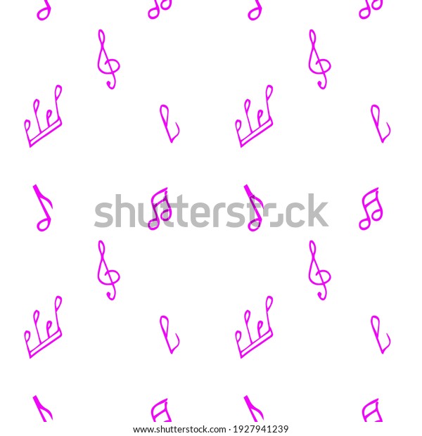 White Background Pink Notes Treble Clef Stock Vector (Royalty Free ...