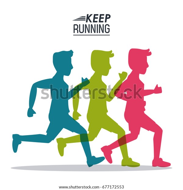 White Background Poster Keep Running Colorful Stock Vector (Royalty ...