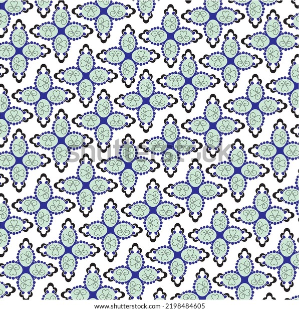 White Background Repeated Blue Abstract Fabric Stock Vector (Royalty ...
