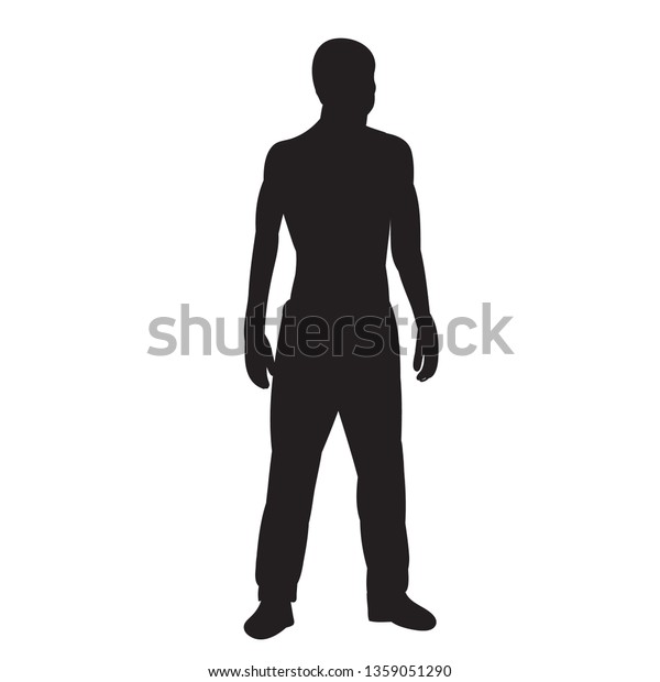 White Background Silhouette Man Standing Stock Vector (Royalty Free ...